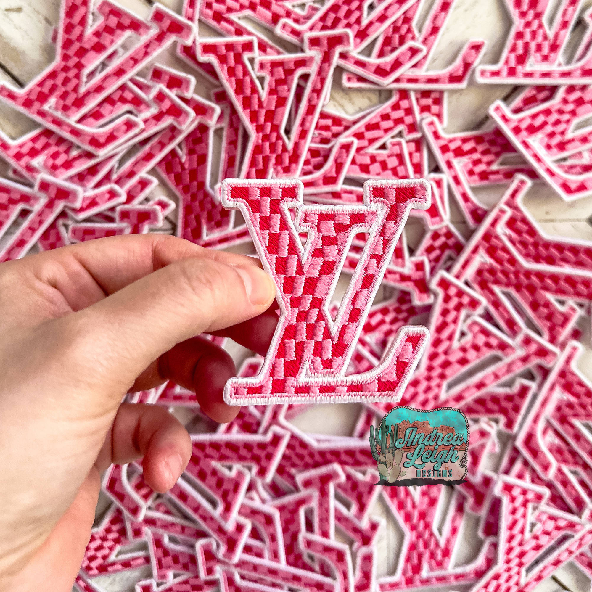 ALD EXCLUSIVE-Pink and Red LV Embroidered Patch – Andrea Leigh Designs